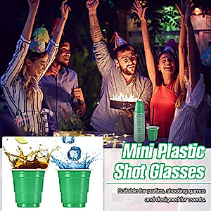 Yinkin 300 Pcs 2 oz Plastic Shot Glasses Disposable 2oz Shot Small Cups 2 oz Mini Party Cups for Valentine's Day Bachelorette Birthday Party(Green)