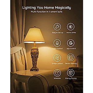 Govee Smart Light Bulbs, Wi-Fi and Bluetooth Light Bulbs, Works with Alexa & Google Assistant, 9W 60W Equivalent Dimmable LED Light Bulbs, 2700K Soft Warm White LED Bulbs, No Hub Required, 4 Pack