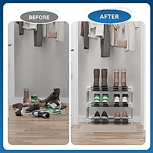 DEYILIAN Shoe Rack for Entryway, 3 Tier Shoe Rack for Closet Floor Shoe Storage, Narrow Shoe Rack with Slanted Shelves, Shoe Rack Organizer for Small Spaces Shoe Stand 20.27 x 6.88 x 24.4 in White