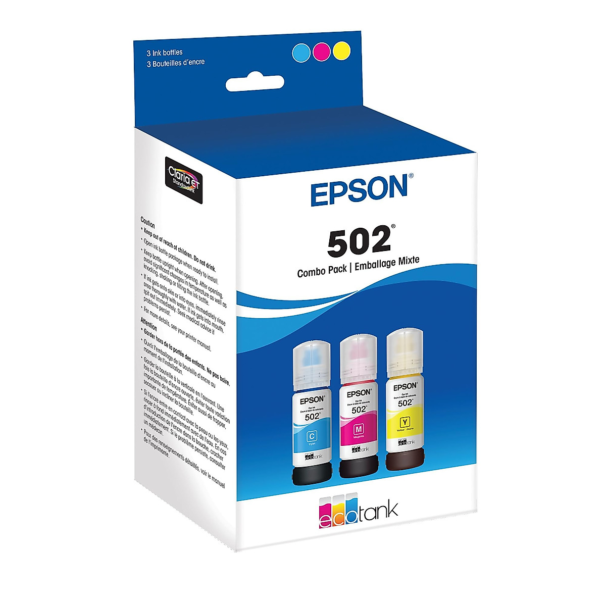 EPSON T502 EcoTank Ink Ultra-high Capacity Bottle Color Combo Pack (T502520-S) for select Epson EcoTank Printers
