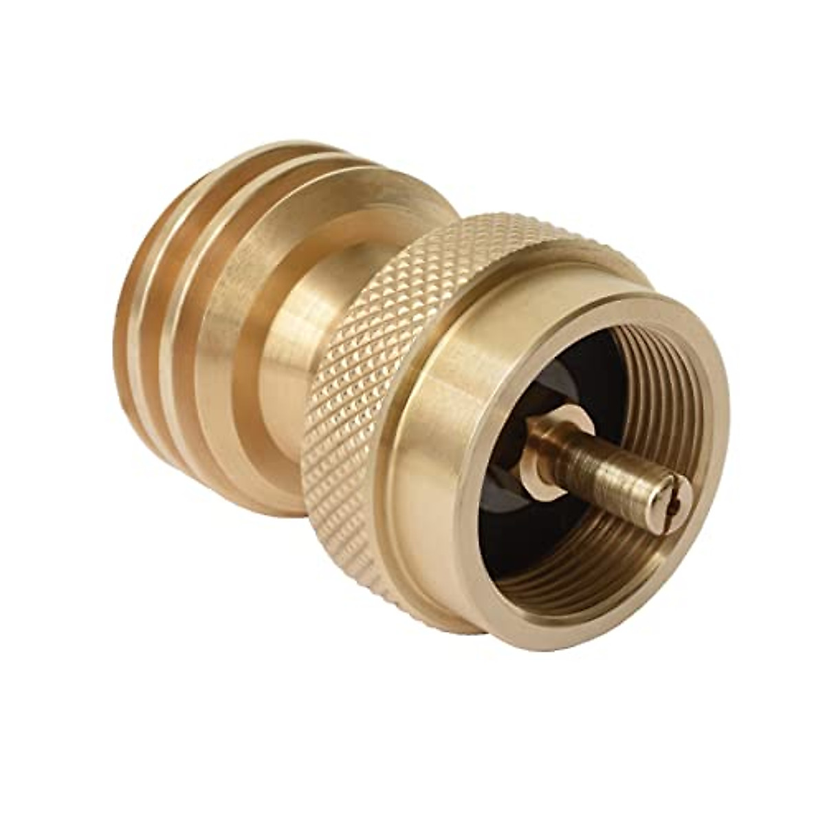 Flame King Propane Tank Adapter, 20lb to 1lb Converter, Hook Up Small Propane Cylinders when 20lb Ran Out, Solid Brass