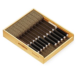 SpaceAid Large Knife Drawer Organizer Bamboo Insert Dock, Kitchen Steak Knives Holder Organizers Block for Drawer in Storage Organization (Large)