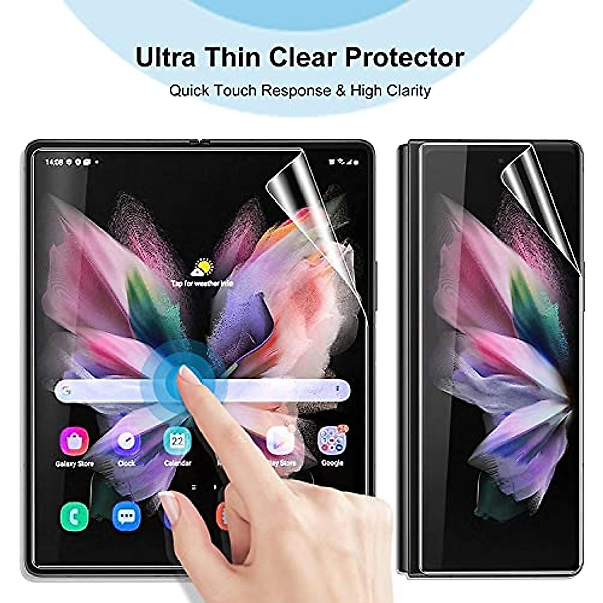 Screen Protector for Samsung Galaxy Z Fold 4 5G, Flexible TPU Screen Protector, 2 Pack Front with 2 Pack Inside, Fingerprint Unlock, Case Friendly, Bubble Free, Anti-Scratch, HD Clear