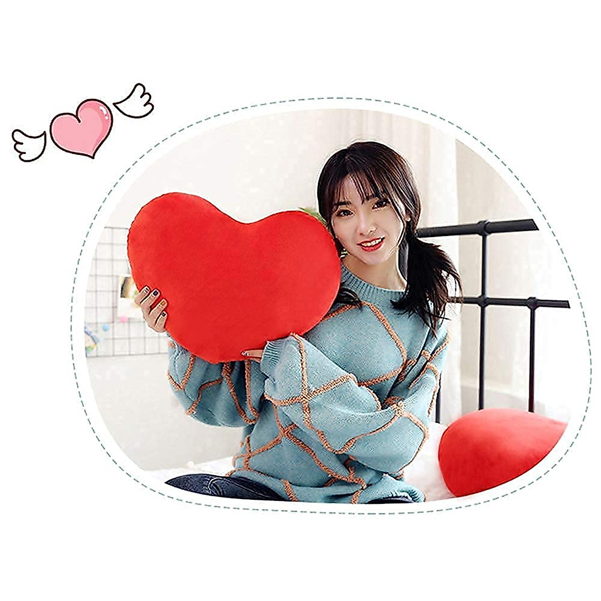 sunyou Cute Plush Red Heart Pillow Cushion Toy Throw Pillows Gift for Kid Friends/Children/Girl/Valentine's Day Fit for Living Room/Bed Room/Dining Room/Office and Sofa/Cars/Chairs (Heart)