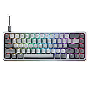 DROP ALT High-Profile Mechanical Keyboard — 65% (67 Key) Gaming Keyboard, Hot-Swap Switches, Programmable Macros, Backlit RGB LED, USB-C, Doubleshot PBT, Aluminum Frame (Kaihua Speed Silver, Gray)