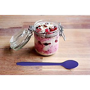 Gmark 50pc 7.5" Extra Long Plastic Purple Spoons, Ice Cream Spoons Dessert Spoons GM1119