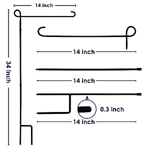 PHITRIC Garden Flag Holder Stand, Premium Powder-Coated Yard Flag Pole, Weather-Proof Black Metal Flagpole for Winter Garden Flag/Christmas Garden Flag/American Flag/Outdoor Garden Decor