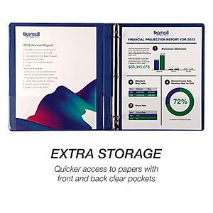 Samsill Durable .5 Inch Binder, Made in the USA, Round Ring Customizable Clear View Binder, Blue, 8 Pack (MP88412)