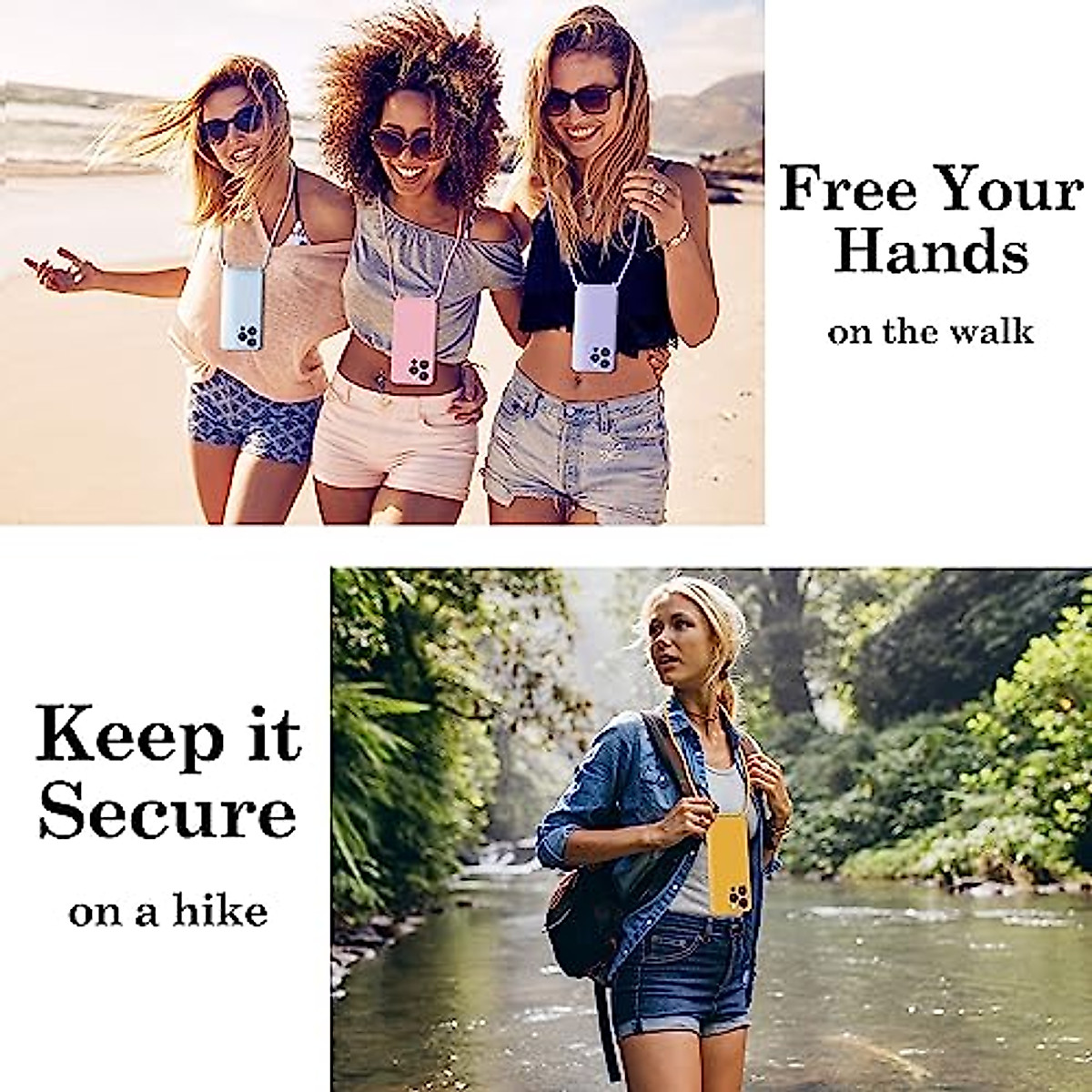 blaspins Crossbody Lanyard Strap Case for iPhone 14 Pro Max, Neck Cross Body, Adjustable Holder Removable, Drop Protection Shockproof, Hands-Free Silicone Case 6.7 inch, 150 cm Strap, iP14PM - Blue