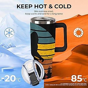 Retro Bigfoot Silhouette (1) 40 Oz Tumbler with Handle And Straw Lid,Insulated Reusable Stainless Steel Travel Glass Mug 40 Ounces