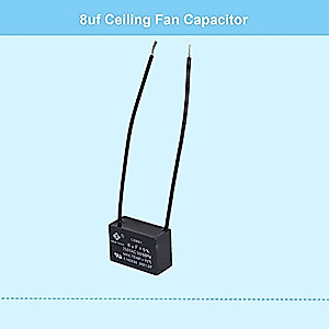 PODOY CBB61 8uf Ceiling Fan Capacitor 2 Wire for New Tech 250VAC 50/60Hz