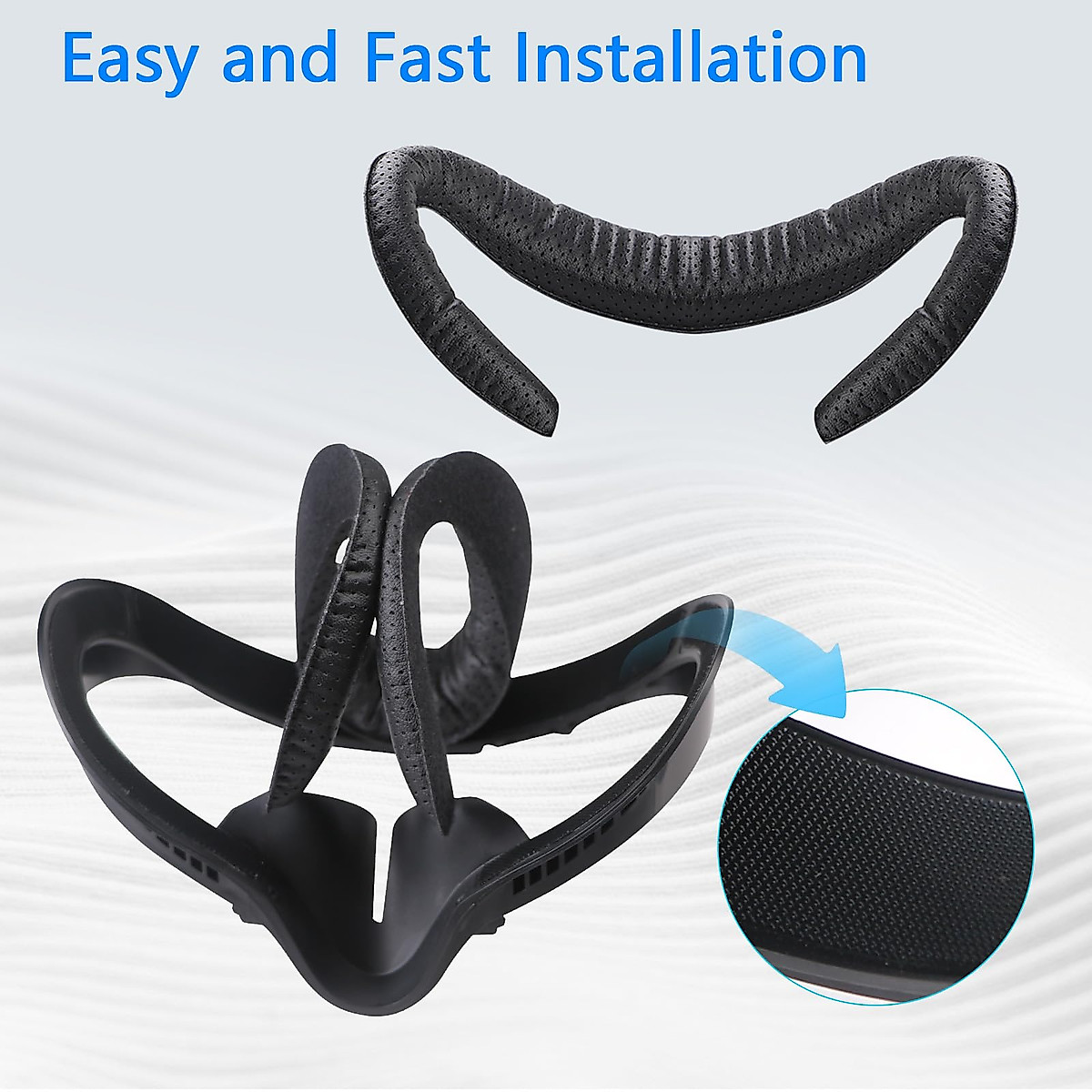 VR Facial Interface & Face Pad for Oculus Quest 2, VR Face Cover Cushion Replacement Compatible with Quest 2,Breathable Holes Leather Protective VR Accessories