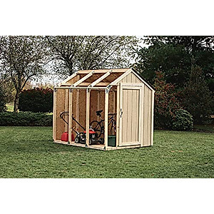2x4basics 90192MI Custom Shed Kit with Peak Roof, 2x4 & Flip Top BenchTable, 6" D x 28.25" W x 34" H, Sand