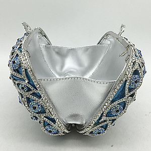 Boutique De FGG The Evil Eye Crystal Clutch Bags Women Evening Purses Wedding Party Prom Rhinestone Handbags, 438-Blue, Mini