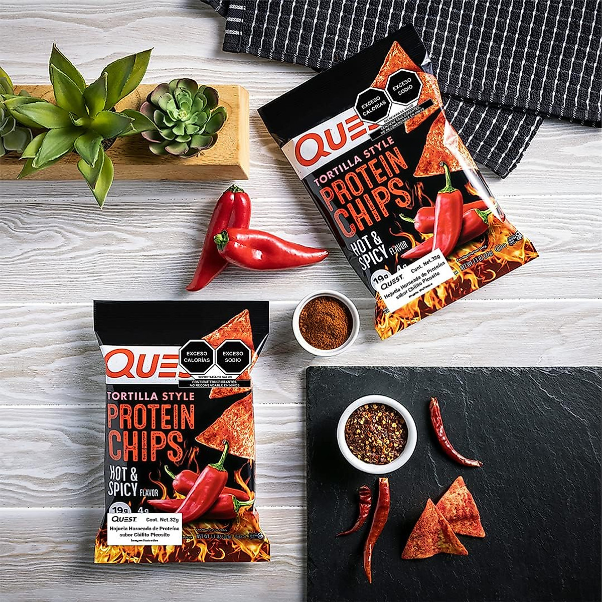 Quest Tortilla Style Protein Chips - Hot & Spicy (8 Bags)