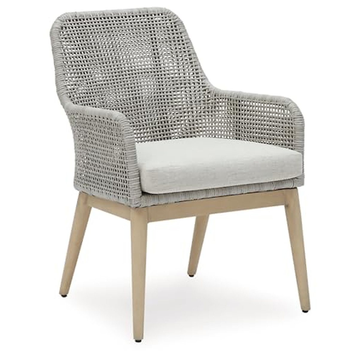 Signature Design by Ashley Seton Creek Outdoor Dining Arm Chair, Set of 2, 25" W x 24" D x 36" H, Light Brown & Light Gray