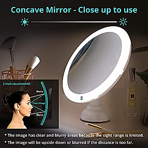 Fabuday 15X Lighted Magnifying Mirror with Lights - 8 Inch Makeup Mirrors with Suction Cups and Magnification for Bathrooom, Dual Power Supply, Adjustable Lighting, Light Up Magnified Mirror