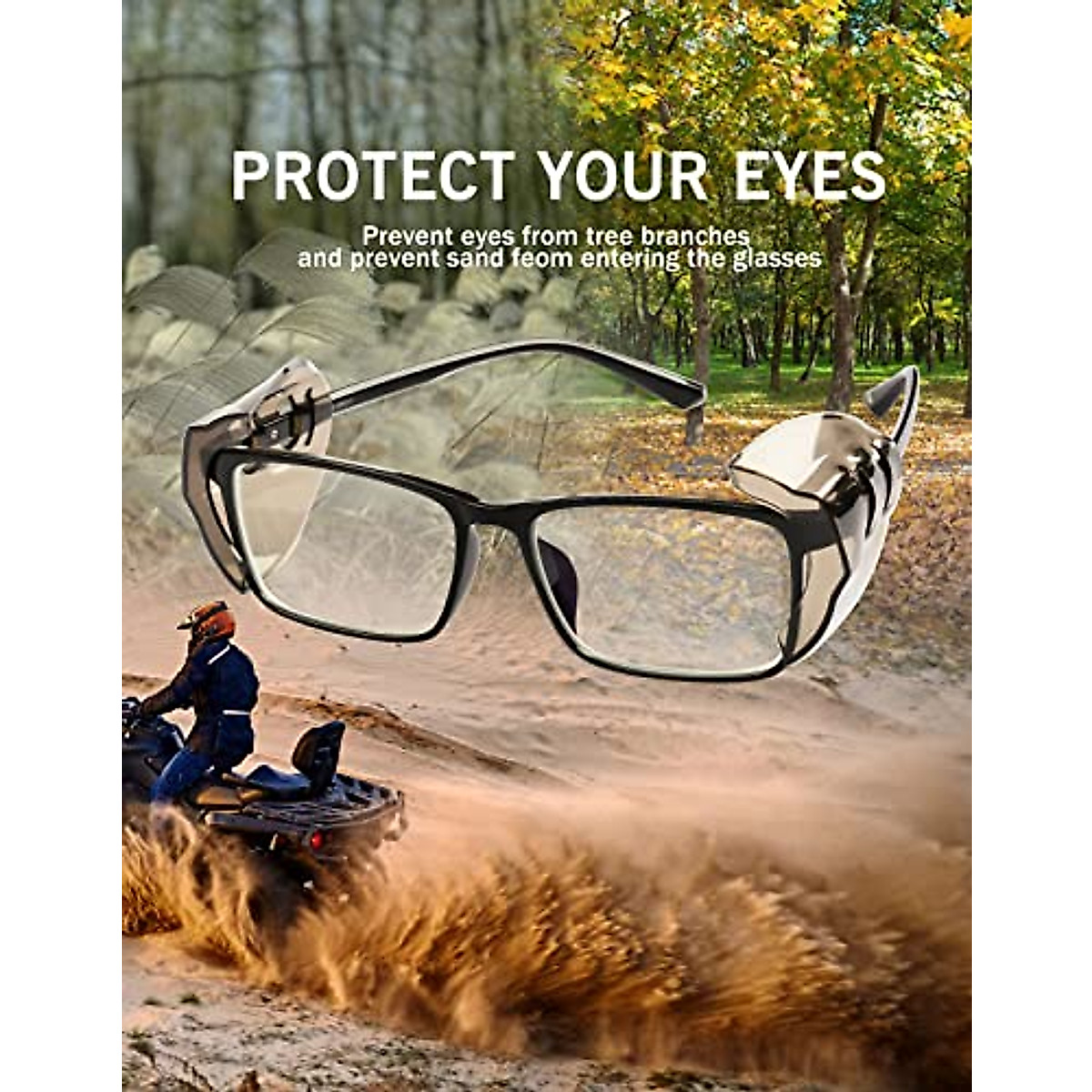 2 Pairs Eye Glasses Side Shields, Flexible Slip on Side Shields for Prescription Glasses Fits Small to Medium Eyeglasses (Brown-2)