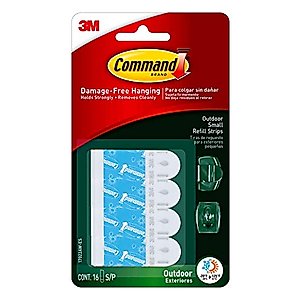 Command Small Refill Adhesive Strips, Damage Free Hanging Wall Adhesive Strips for Small Outdoor Wall Hooks, No Tools Removable Adhesive Strips for Living Spaces, 16 Command Strips