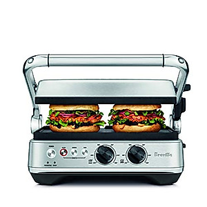 Breville BGR700BSS the Sear and Press countertop electric grill, Medium, Brushed Stainless Steel