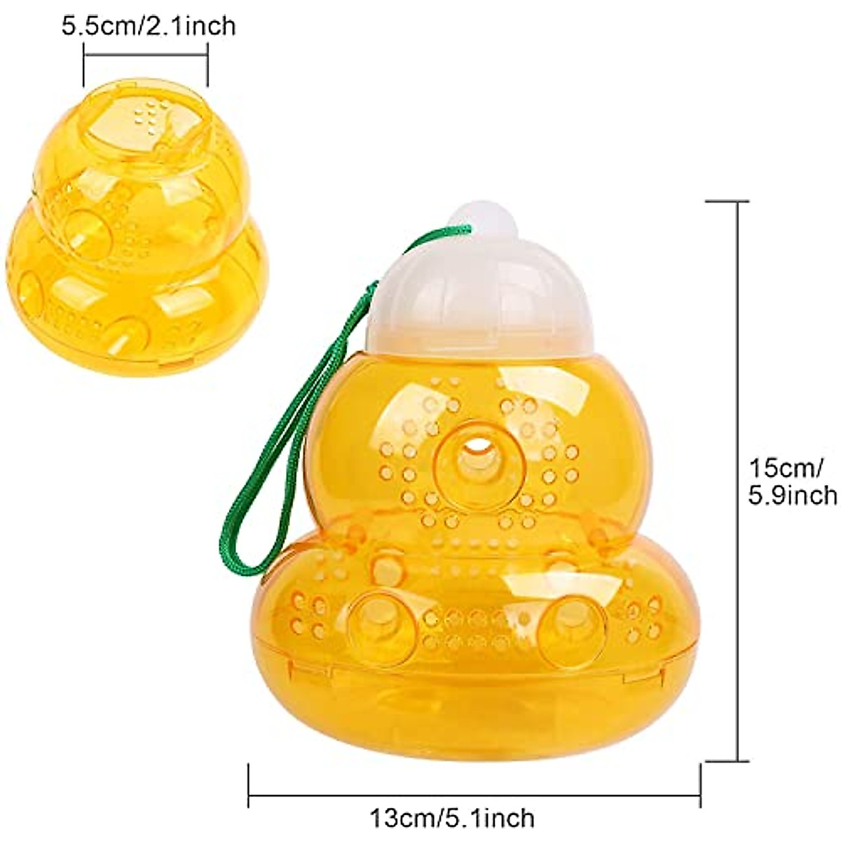 Natural Wasp Trap 2 Packs, Bee Catcher for Hornets, Yellow Wasp Nest, Reusable & Safe Wasp Solution, Outdoor Trap