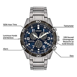 Citizen Men's Eco-Drive Sport Casual Brycen Chronograph Watch, Super Titanium™, Perpetual Calendar, Tachymeter 12/24 Hour Time, Alarm, Date