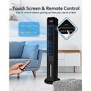 Evaporative Air Cooler, 3-IN-1 Multifunctional Air Cooler Fan, Air Cooler for Room, 4 Modes, 12H Timer, 90° Oscillation, 1.3 Gal Water Tank, Remote Control, 4 Ice Packs, 42" for Room Home Office