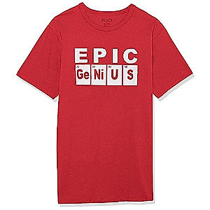 The Children's Place,Short Sleeve Graphic T-Shirt,Ruby,Medium (7/8)