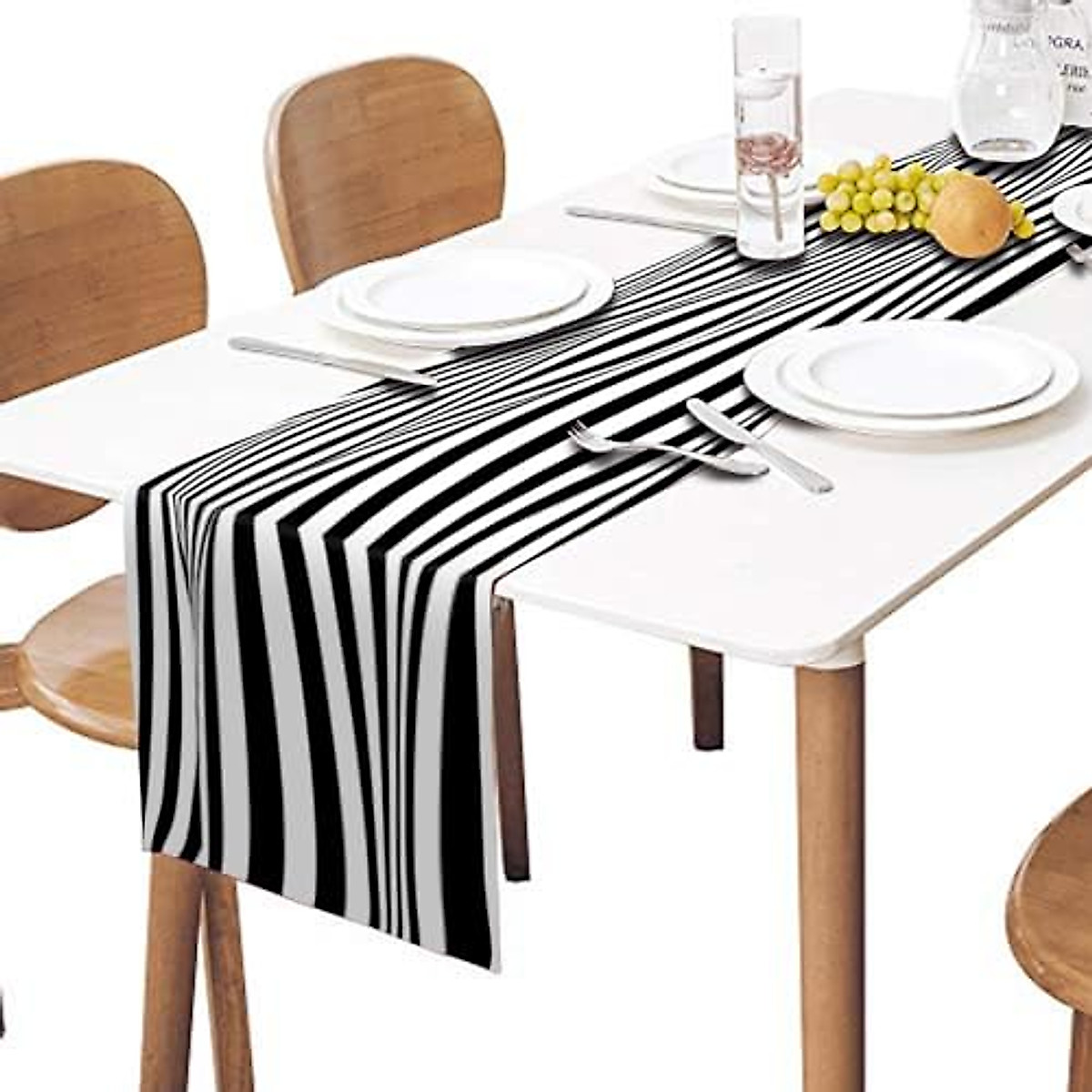 Jacrane Runner for Table 13X72 Inch Abstract Background Stylized Flowing Water Illusion Graphic Art Table Runner for Home Party Decor