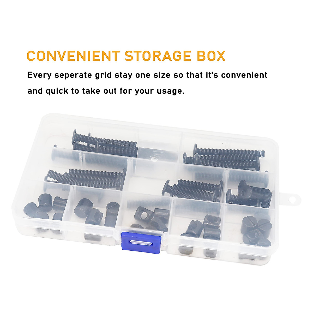 binifiMux 50pcs Crib Hardware Screws, M6 x 20mm/ 30mm/ 40mm/ 50mm/ 60mm Black Hex Socket Cap Bolts Barrel Nuts Assortment Kit for Cot Crib Bed Chairs