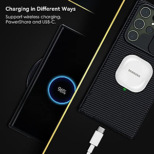 CloudValley for Galaxy S23 Ultra Case with Slide Camera Cover, Slim Shockproof Protective Phone Cases with Sliding Camera Lens Protection for Galaxy S23 Ultra 6.8in 5G (2023) - Black