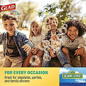 Glad for Kids Sesame Street Elmo and Cookie Monster Disposable Dining Supplies | Bundle Includes Paper Plates and Paper Cups | Heavy Duty Disposable Tabletop