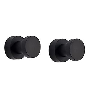 Premium Designer Towel Hooks - Matte Black Bathroom Hook Wall Towel Hooks (2 Pack) - Coat Hooks, Heavy Duty Robe Hook Holder for Bathroom, Kitchen, Home,, Office & Cabinet (Matte Black Round