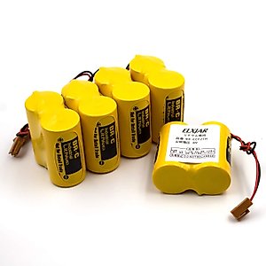 (2-Pack) BR-CCF2TH 6V Lithium Replacement Battery for Fanuc oi Mate Model-D, Panasonic Controls, PLC Computer Ge Fanuc A06 Series A98l-0001-0902, BR-CCF2TE CNC Coaster (Cutler Hammer), Brown Connector