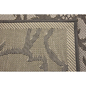 Unique Loom Botanical Collection Floral, Bohemian, Border, Coastal, Indoor and Outdoor Area Rug, 2 ft 2 in x 3 ft, Gray/Light Gray