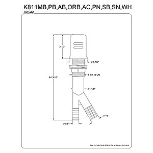 Kingston Brass K811SB Trimscape Air Gap for Dish Washer, Brushed Brass