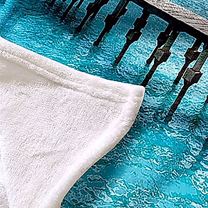 NARBOR Soft Fleece Throw Blanket - Fluffy Microfiber Solid Blankets for Bed and Couch Double/Single Size - 59X79Inch Wooden Bridge Sea Scenery Printed Flannel Blanket for Bed, Couch and Sofa