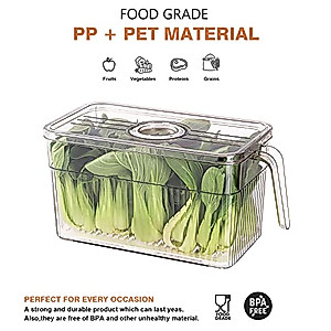 loobuu Produce Saver Containers for Refrigerator - 2 Pack Stackable Food Storage Container for Fridge, Berry Keeper Boxes with Removable Drain Tray Keep Fresh for Vegetables, Fruit,Meat and Salad