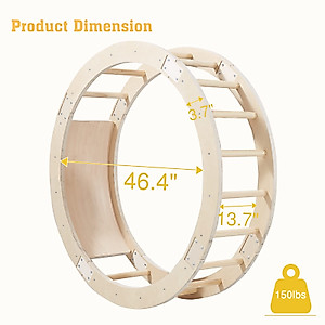 Gaint Bean 8-in-1 Wooden Indoor Arches Climber with Slide- Montessori Gym for Toddlers Kids Climbing Ladder, Eco-Friendly Quadrant Pikler Rocker Ramp Toy for Age 1-7