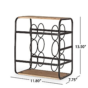 Christopher Knight Home Rauser Wine Rack, Black + Natural