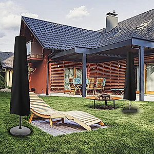 3 PCS Patio Umbrella Covers with 1 Push Rod - Waterproof Patio Parasol Covers with Zipper for 7ft to 11ft Outdoor Umbrellas