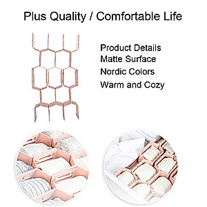 Oumefar 12pcs Drawer Dividers Organizer, Underwear Drawer Tool Drawer Divider Adjustable Honeycomb Closet Organizer Drawer Dividers(Pink)