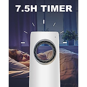 Evaporative Air Cooler Portable 3 Modes, Cooling Fan Humidification with Remote Control Bladeless Tower Fan 3 Wind Speeds, 60° Oscillation, 7.5H Timer, for Bedroom Living Rooms Office