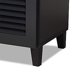 BOWERY HILL Modern and Contemporary Dark Grey Finished 11-Shelf Wood Shoe Storage Cabinet with Drawer