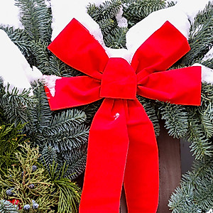 Winlyn 50 Yards Christmas Red Velvet Gold Edge Wired Ribbon 2-1/2" Wide Large Xmas Ribbon Trim Gift Wrapping Bow Craft for Christmas Indoor Outdoor Tree Wreath Bows Clothing Party Gift Embellishment