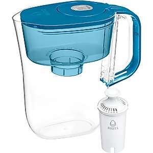 Brita Small 6 Cup Denali Water Filter Pitcher with 1 Brita Standard Filter, Made Without BPA, Transparent Teal