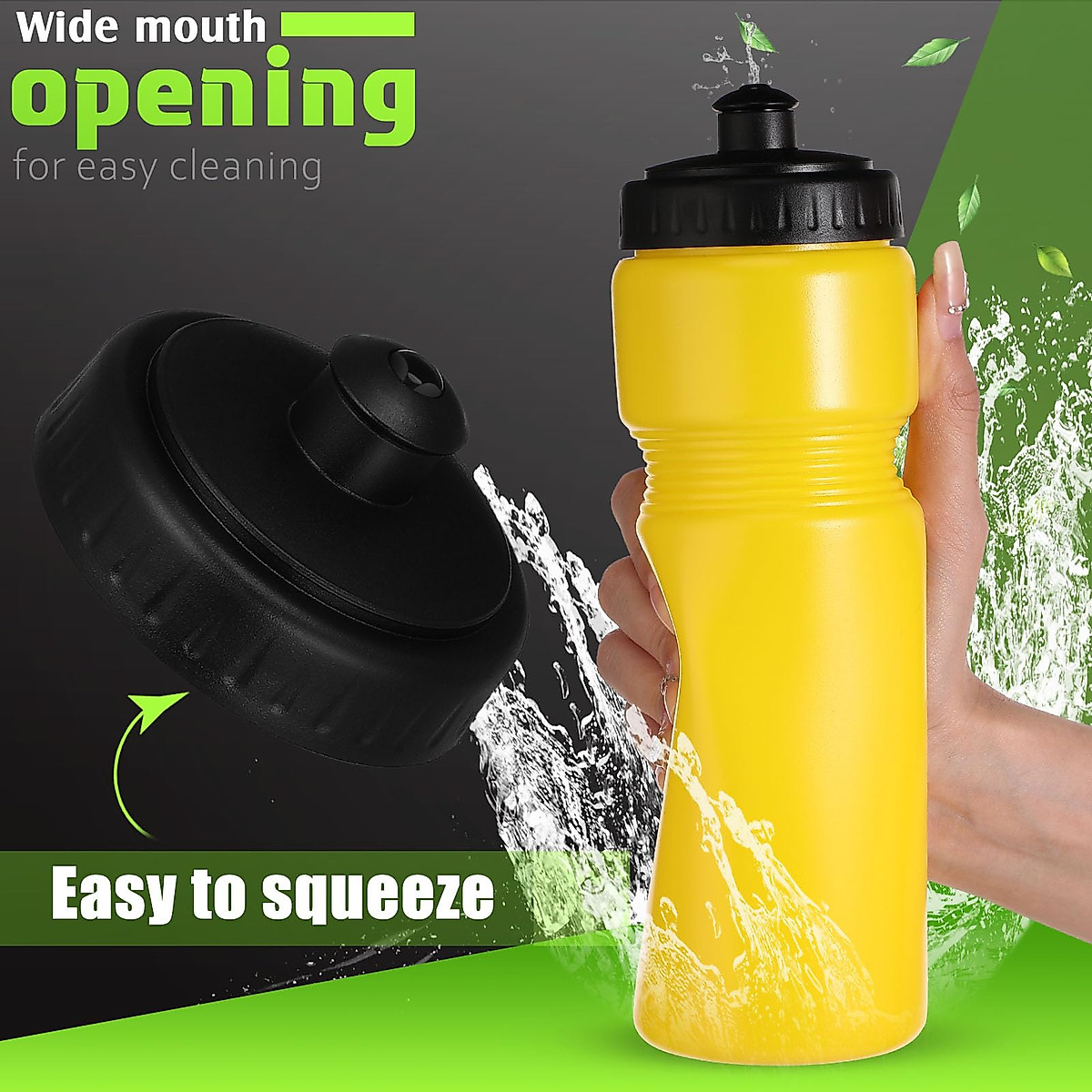 Sunnyray 20 Pcs Sports Water Bottle 23 oz Reusable Squeeze Water Bottles Blank Plastic Water Bottles with Leakproof Pull Top Cap for Kids Adults Sports Fitness Bike DIY, Dishwasher Safe, 5 Colors