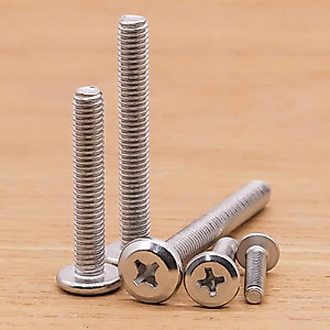 M5 x 8mm (50 PCS) Round Phillips Drive Head Binding Screws, Machine Screws, 304 Stainless Steel 18-8, Full Thread, Furniture Screws Connector Bolts