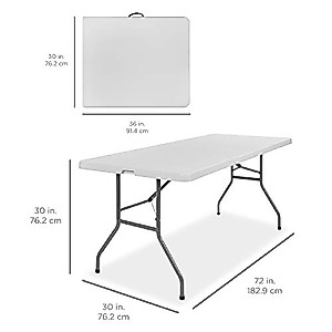 Best Choice Products 6ft Plastic Folding Table, Indoor Outdoor Heavy Duty Portable w/Handle, Lock for Picnic, Party, Camping - White