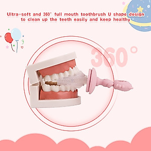 CUAIBB Toddler Toothbrush U Shaped - Baby Toothbrush 12 Months and Up - Kids U Shaped Toothbrush 360 Toothbrush Whole Mouth Toothbrush - 2 Small Brushhead